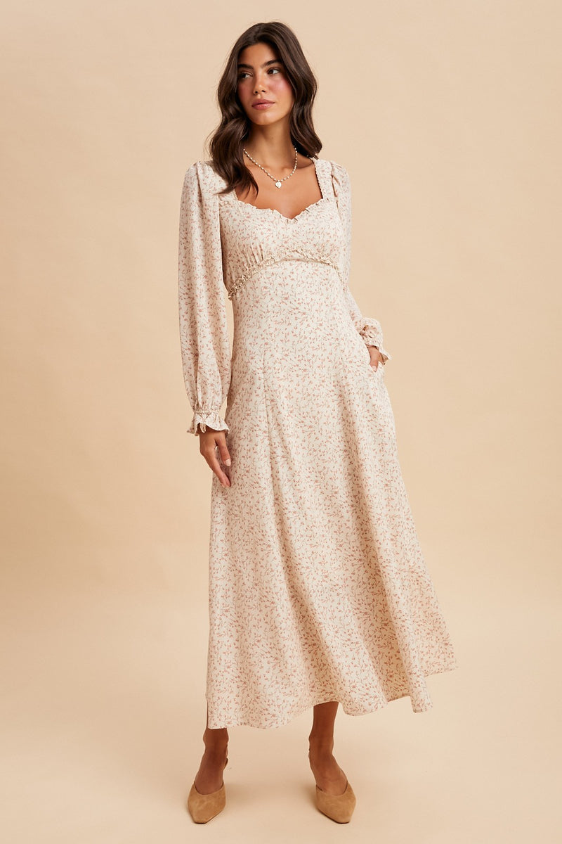 Straight And Narrow Sweetheart Floral Maxi Dress in Vintage Cream ...